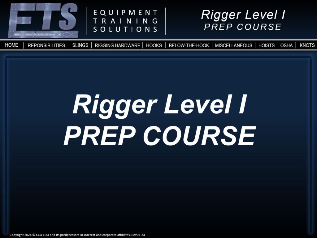 EN – Rigger Level I (RIG-I) – Instructor PowerPoint – Equipment ...